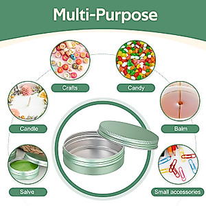 YQ 24 Pack 4 oz Tins Aluminum Metal Tins with Lids Empty Round Salve Tins Container Food Storage Container 4oz Tins with Lids for Salve,Cosmetic, Lip Balm,Candle,Candy(Green), 24004
