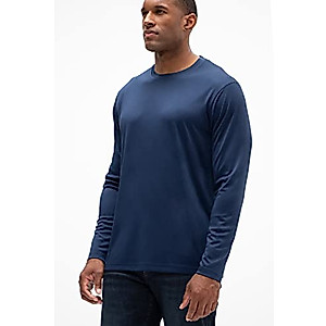 DEVOPS Men's 3Pack UPF 50+ Dri fit Workout Moisture Wicking Long Sleeve T-Shirt (Medium, Navy/Safty Green/White)