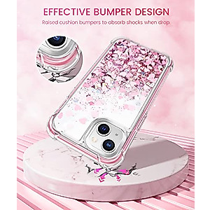 Caka Case Compatible for iPhone 13 Glitter Case, iPhone 14 Case for Women Girls with Built-in Screen Protector Bling Sparkle Liquid Full Body Protective Case for iPhone 13 14 6.1 inch - Rose Gold