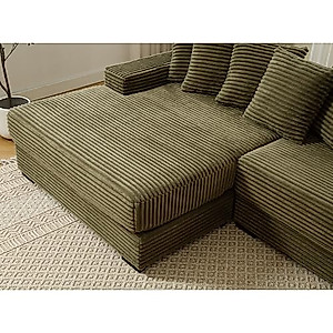 Left Facing Oversized Modular Sectional Sofa Two-Piece Cloud Couch with Extra Wide Chaise Lounge, Corduroy Upholstered L Shaped Loveseat Sofa&Couches for Living Room Apartment