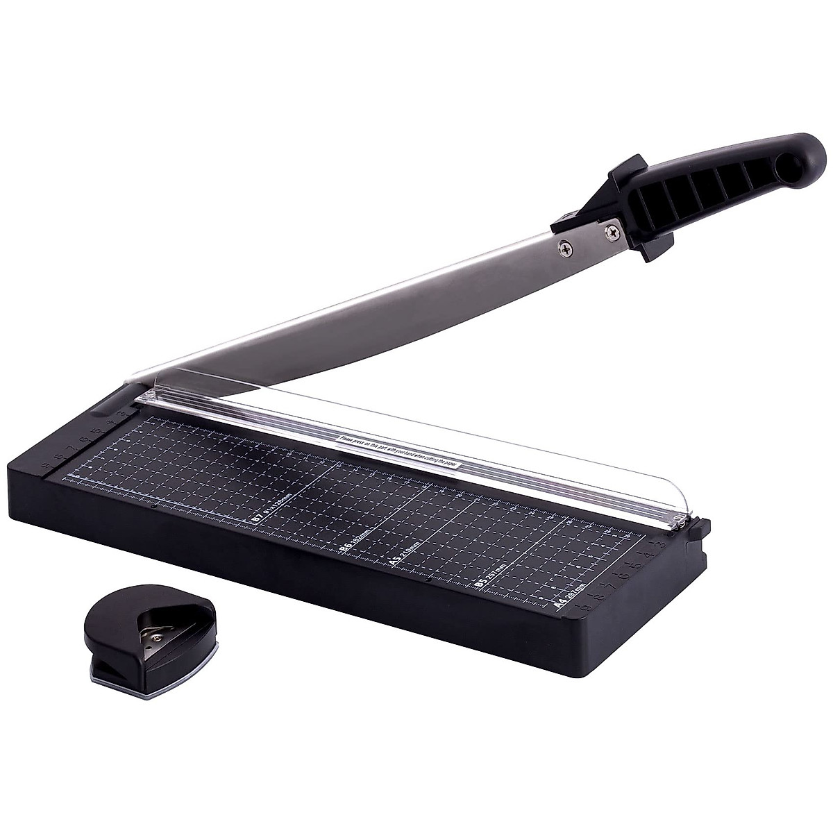 TIANSE Paper Trimmer-12” 8 to 12 Sheet Capacity, Paper Cutter Guillotine- with Safety Blade Lock Heavy Duty Metal Base Paper Cutting Board for Home, Office,School-Black