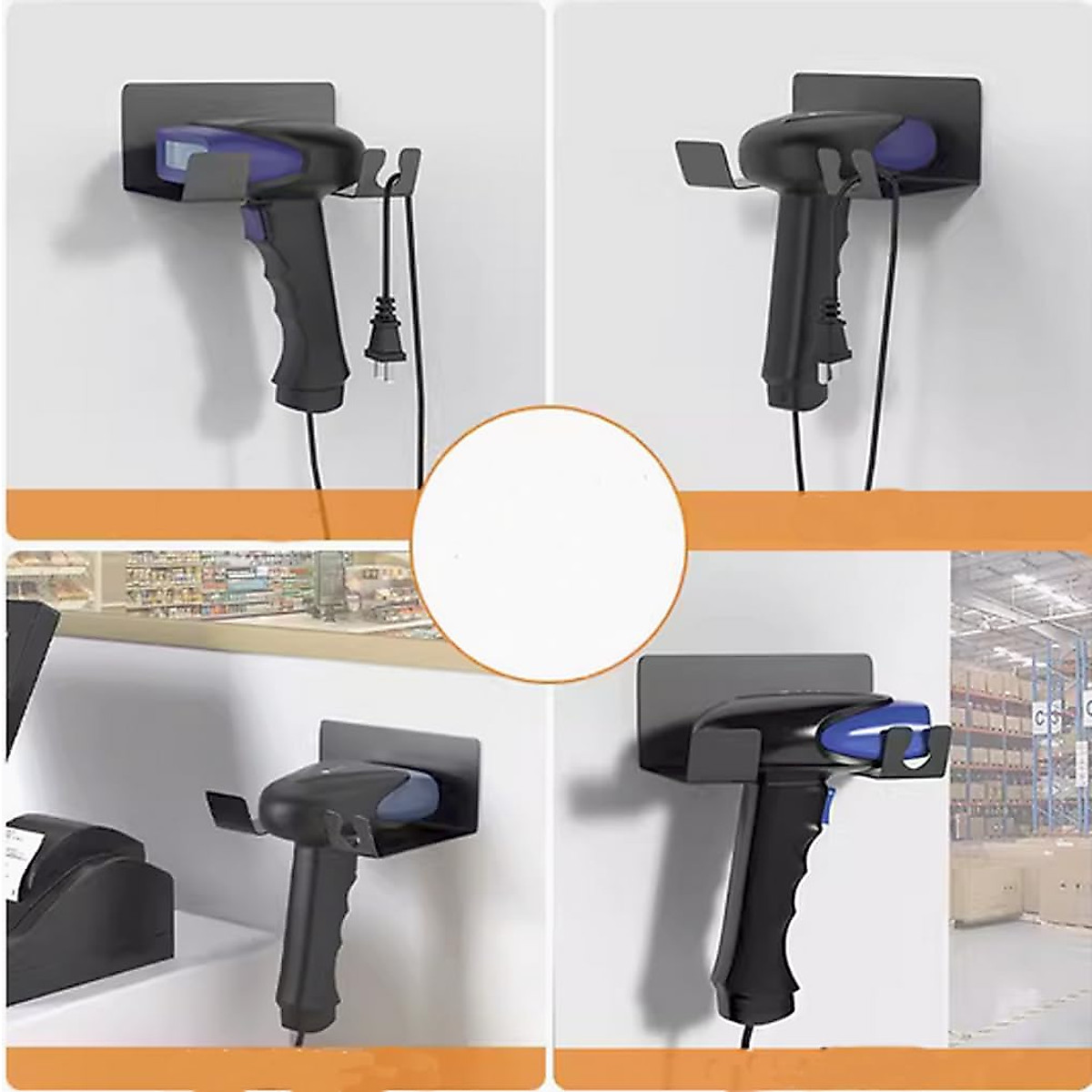 Wall Mount Barcode Scanner Holder, Universal Barcode Scanning Holder, Barcode Reader Rack Bracket Accessiors Fit for Most Scanner Barcode Scanners Label Readers