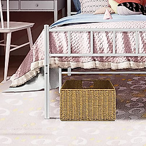 4 EVER WINNER Twin Metal Bed Frames, 14 Inch Twin Bed Frames with Headboard and Footboard, Platform Bed Frame with Storage, No Box Spring Needed, Mattress Foundation, Easy Assembly. White