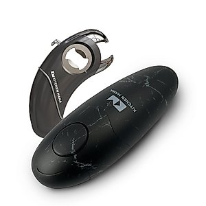 Kitchen Mama Infinite Openings Collection: Limited Marble Auto 2.0 Series, Upgraded Blade Cuts Leaving Smooth Edge, and Epic One Opener: Magnetic, Opens Bottle, Beer, Pull Tab Cans, and Jars (Black)