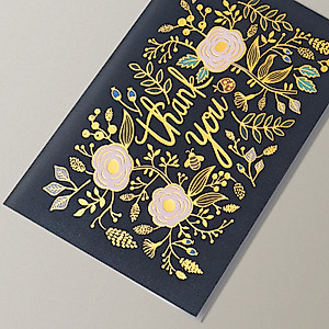 Prims & Flourish Thank You Cards with Envelopes, 24-Count Thank You Notes, Gold Foil Floral Designs, 4 x 6 Inches, Blank Inside Thank You Cards Bulk for Weddings, Bridal Showers, Baby Showers
