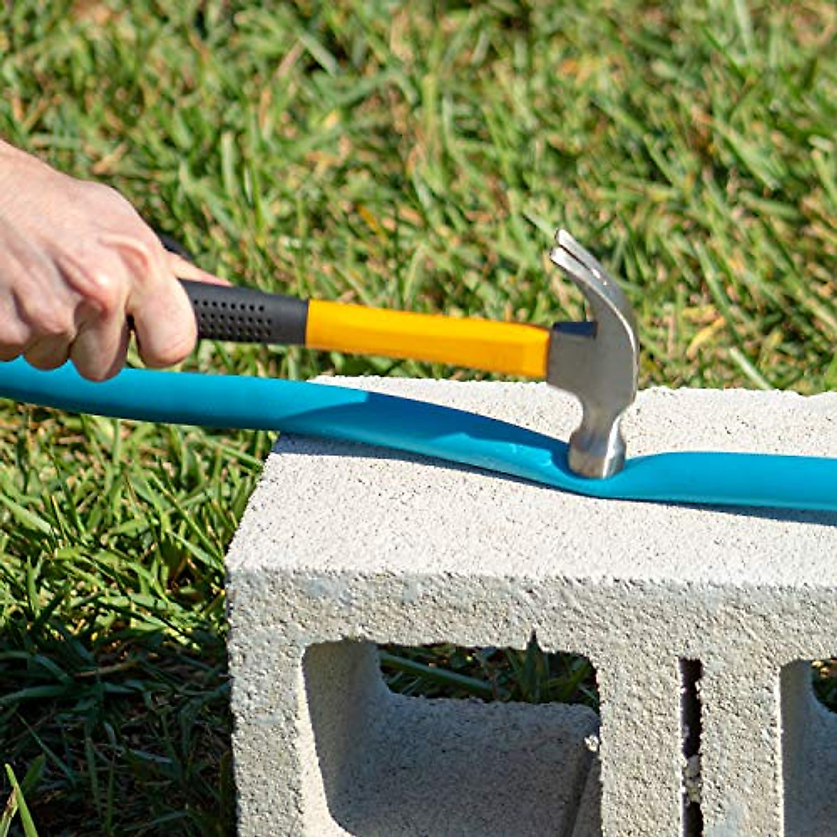 Aqua Joe AJPGH50-DWS 5/8 in 50 Ft. Hybrid Polymer Flex Kink Free Hose, Blue