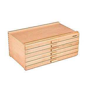 KINGART 723N Wood 6-Drawer Artist SUPPLY STORAGE BOX, 15-3/4” W x 10” D x 6-1/2” H, Natural Finish, Storage for Art Materials including Paint Tubes, Pastels, Pencils, Markers, Brushes and more