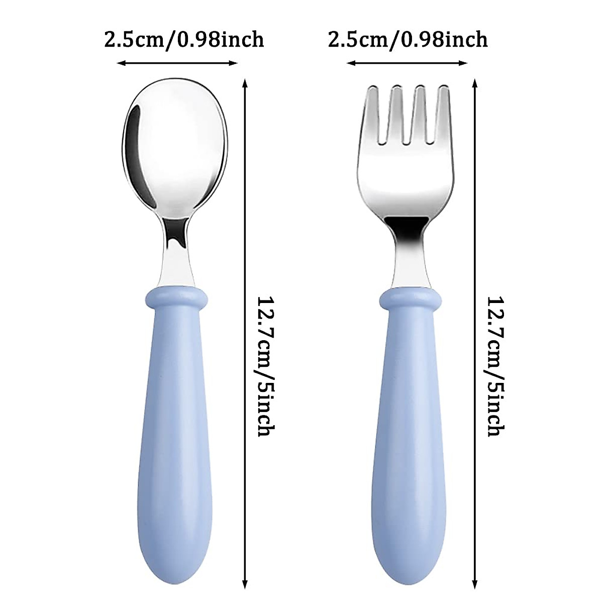 8 Pieces Toddler Utensils, Stainless Steel Toddler Spoons and Forks Kids Silverware Toddler Silverware Set for Safe Dining Baby Utensils (4 Set)