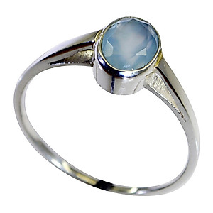 55Carat Brand Genuine Aqua Chalcedony Oval Shape Sterling Silver Statement Ring Size 4,5,6,7,8,9,10,11,12