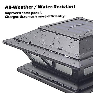 SIEDiNLAR Solar Post Lights Outdoor 2 Modes LED Deck Fence Cap Light for 4x4 5x5 6x6 Posts Patio Garden Decoration Warm White/Cool White Lighting Black (4 Pack)