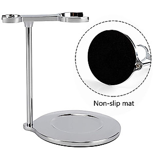 PerPro Deluxe Shaving Razor & Brush Stand with Double Layer Stainless Steel Soap Bowl Set,Compatible with Cartridge Razor,Gillette Razor,Safety Razor,Badger Shaving Brush,Gifts for Him