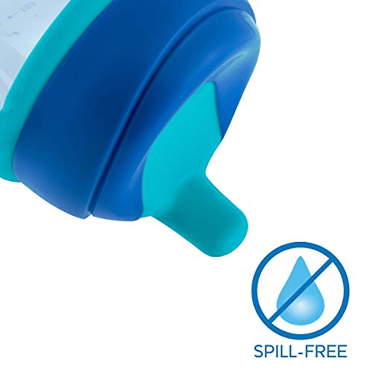 Chicco Semi-Soft Spout Spill Free Baby Trainer Sippy Cup, 6 Months, Blue/Teal, 7 Ounce (Pack of 2)
