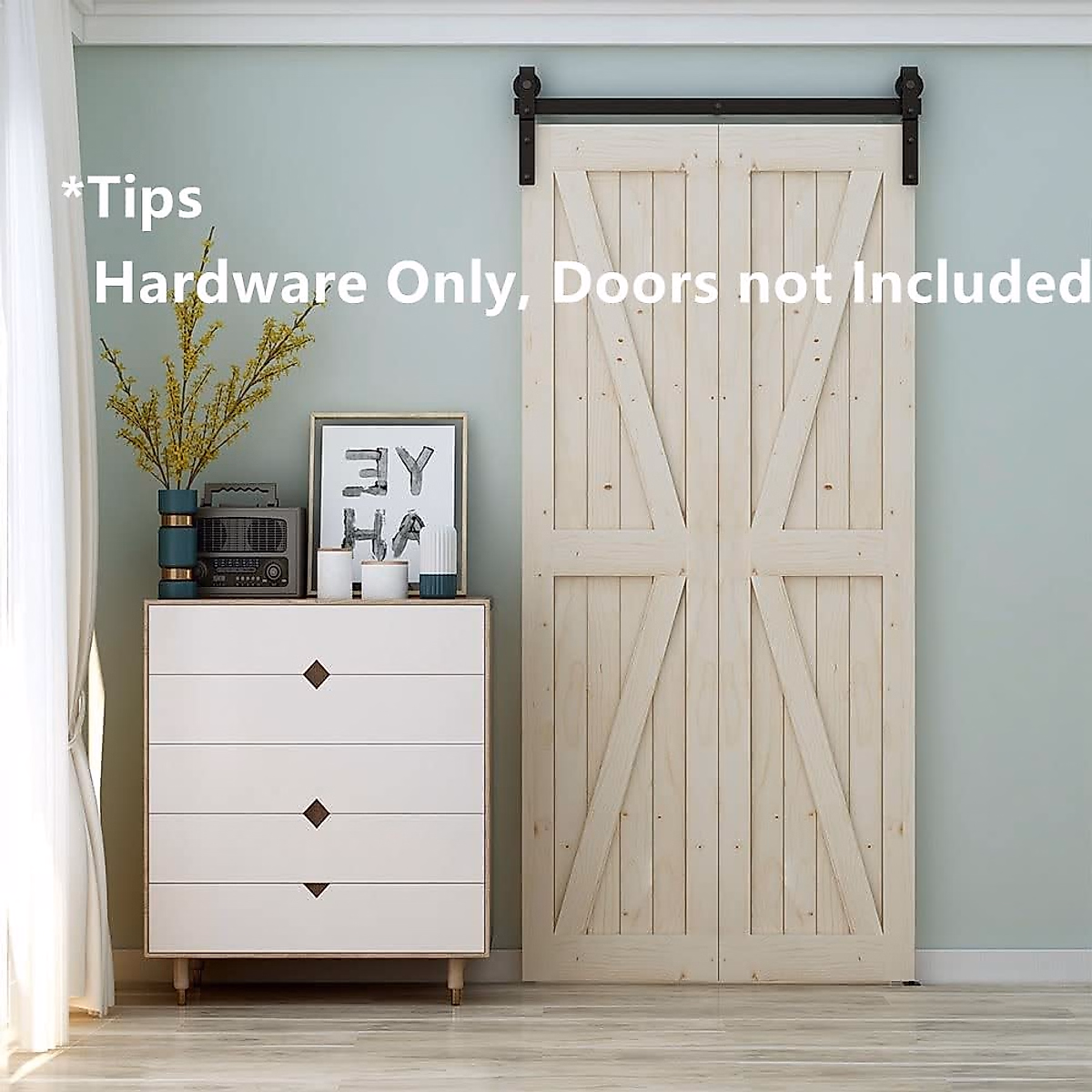 LTIYITL 4FT Bi-Folding Sliding Barn Door Hardware,Smoothly and Quietly-Heavy Duty -Simple and Easy to Install for 2 Doors Hardware Kit,Basic J[No Door ]