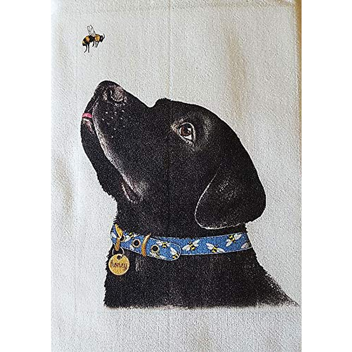 Mary Lake Thompson Black Labrador Retriever Bumble Bees 100% Cotton Flour Sack Dish Tea Towel 30" x 30"