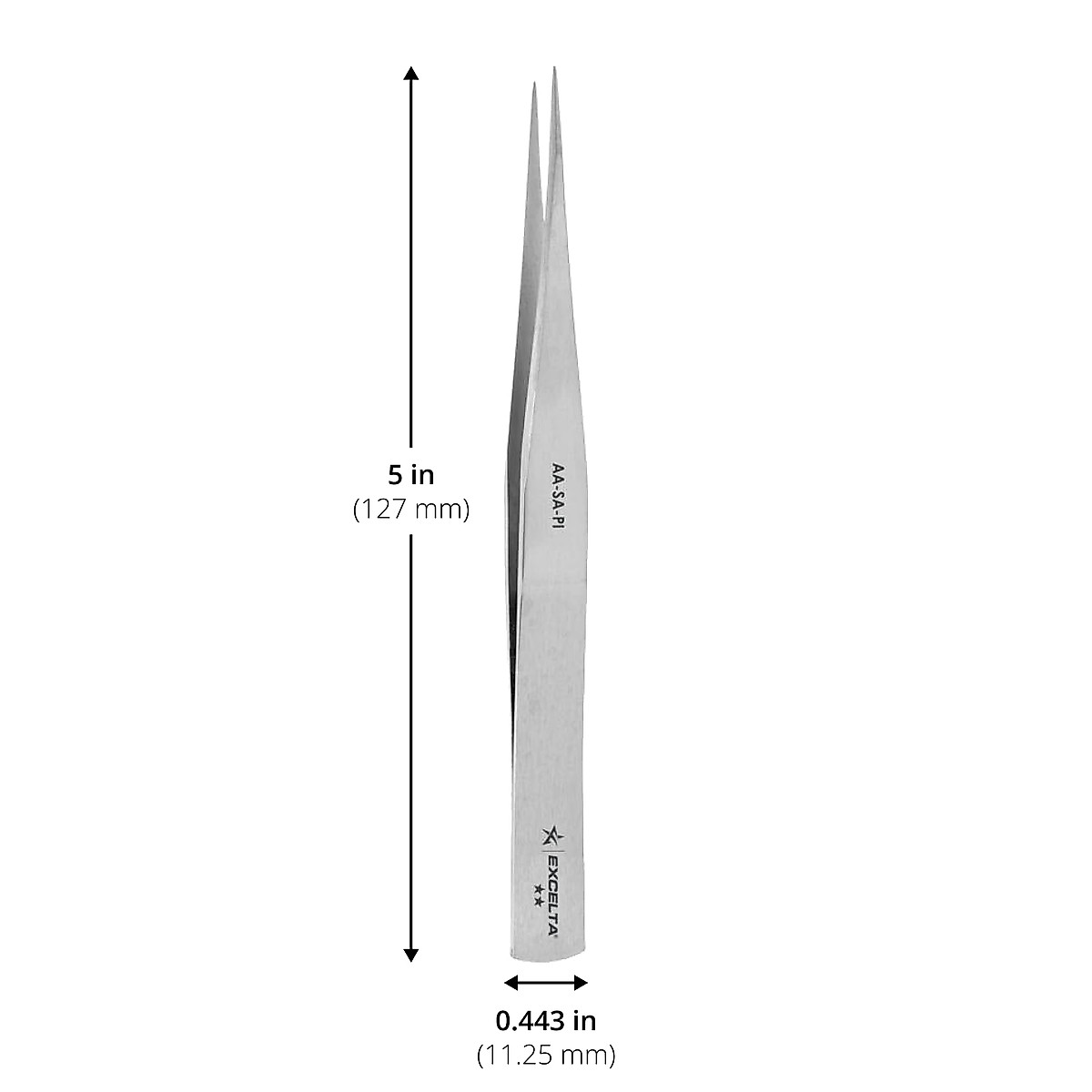 Excelta Straight Medium Point Tweezers, Anti-Magnetic Stainless Steel, Ideal for General Purpose Use, 5” Length, Intermediate