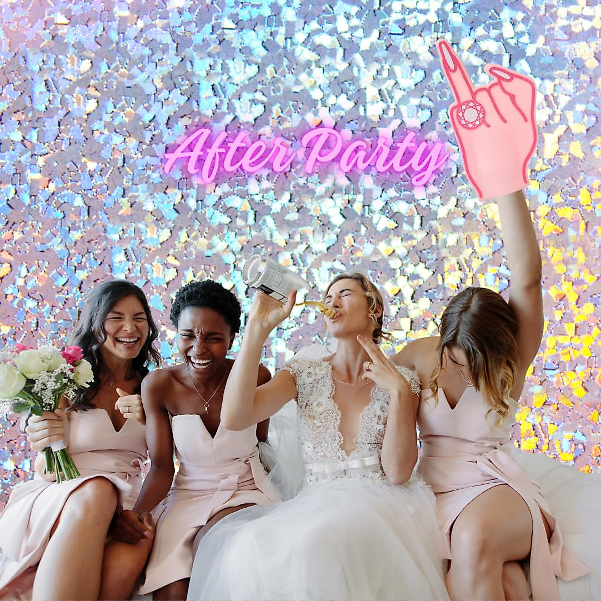 VENUS ALLURE Bachelorette Party Foam Finger Engagement Ring - Bride-to-Be Photo Prop, Bridal Shower & Wedding Decoration