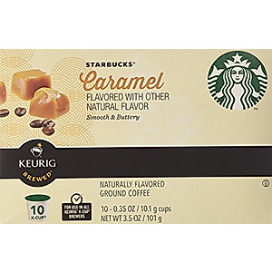 Starbucks Flavored Coffee K-Cup Pods, Caramel Flavored Coffee, Made without Artificial Flavors, Keurig Genuine K-Cup Pods, 10 CT K-Cups/Box (Pack of 1 Box)