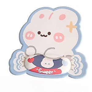 Cute Laptop Mouse Pad with Gel Wrist Support Anti-Slip Kawaii Desk Accessories Ergonomic Gaming Mouse Pad with Wrist Rest and Adorable Rabbit Pattern