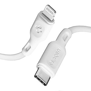 Spigen DuraSync USB C to Lightning Cable [3ft MFi Certified] [Supports Power Delivery] Works with iPhone XR, XS, XS Max, X, 8, 8 Plus and iPad with Lightning Charger Port (White)
