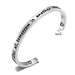 TGBJE After All Tomorrow Is Another Day Cuff Bracelet Inspired By Gone With The Wind Scarlett Quote Jewelry Famous Movie Inspirational Quote (Tomorrow)