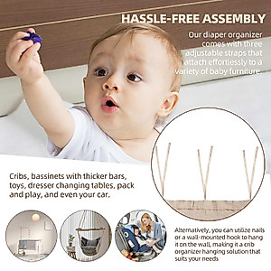 LuQiBabe 8"x15" Diaper Caddy and Organizer for Changing Table Crib Multi-Functional Hanging Diaper Stacker Nursery Organizer for Cribs Diaper Holder Baby Crib Hanging Storage and Accessories - Khaki