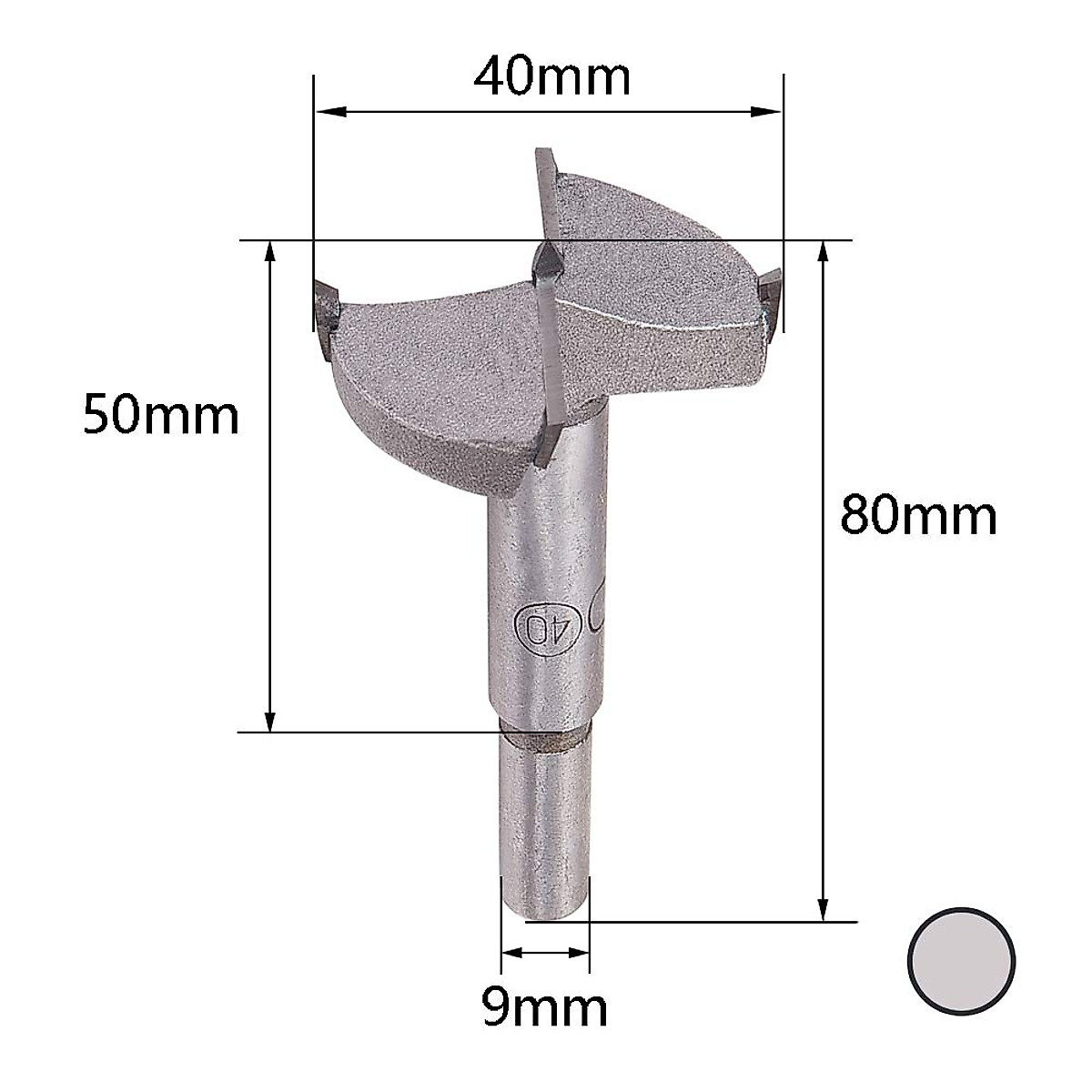 Utoolmart Forstner Drill Bits, 40mm Cemented Carbide Wood Cutter Tool, Hex Shank Woodworking Hole Saw Cutter, 80mm Length Woodworking Hole Boring Bit, Gray, 2 Pcs