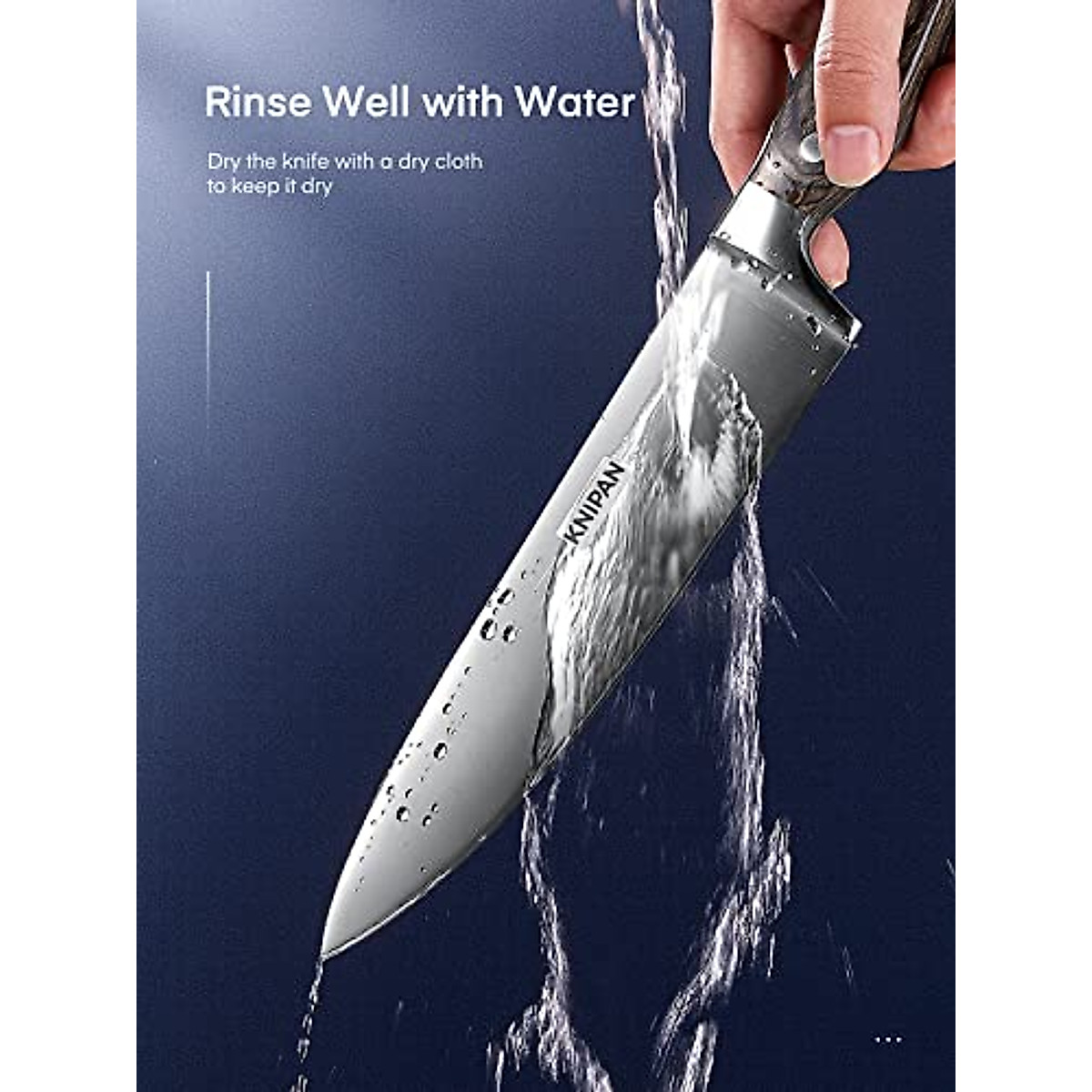 Knipan Kitchen Knife Set with Block, 16 Pieces Professional Stainless Steel Forged Chef Knife Block Set, Ultra Sharp Knives with Wood Handle, Black