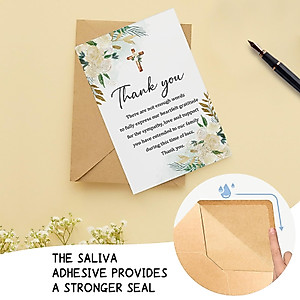 BYBOUS 50 Pack Funeral Thank You Cards with Envelopes, 4×6 In Watercolor Flowers Sympathy Thank You Cross Bereavement Card for Funeral Memorial Family Friends Loved Ones Celebration of Life