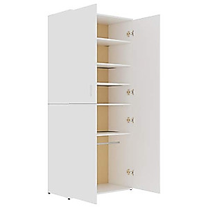 HOMIUSE Shoe Cabinet Storage File Rack Organizer for Filing Kitchen Bathroom Toilet Pantry Corner Home Holder Shelf Outdoor Indoor Wall Garage Lock White 31.5"x15.4"x70.1" Chipboard