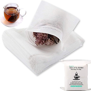 400 Pcs Disposable Tea Bags for Loose Leaf Tea, Empty Tea Bags for Loose Tea with Drawstring, Natural Tea Filter Bags for Loose Tea (3.54 x 2.75 inch)