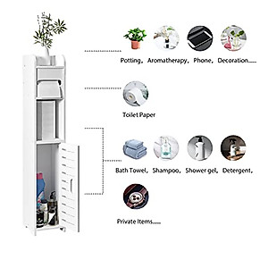 Doxo Bathroom Storage Cabinet with Doors and Shelves, Toilet Paper Storage, Waterproof Toilet Paper Storage Organizer, Narrow Storage Cabinet for Bathroom Storage, White