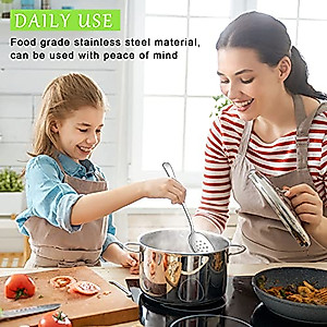 Cunhill 2 Pieces 8.3 Inches Slotted Spoon Stainless Steel Slotted Serving Spoon Cooking Colander Spoon with 16 Holes Strainer Skimmer Cooking Kitchen Utensils for Cooking Baking