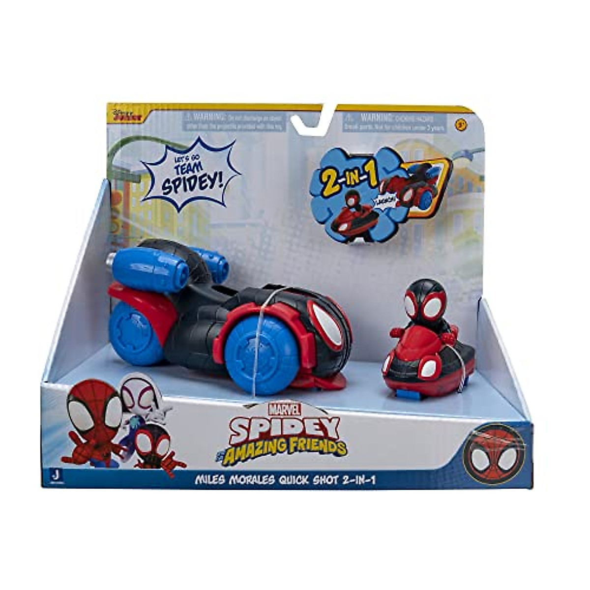 Marvel Spidey and His Amazing Friends Quick Shot Vehicle (Miles Morales: Spider-Man) - Quick Shot 2-in-1 Vehicle