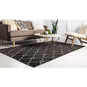 Unique Loom Outdoor Trellis Collection Area Rug - Columbus (9' x 12' 2" Rectangle, Black/ Ivory)
