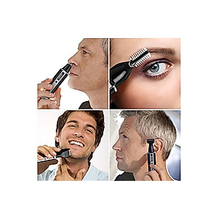 4 in 1 Rechargeable Nose Sideburn Eyebrow Beard Ear Hair Trimmer for Men & Women, Nose Ear Trimmer/Beard Trimmer/Sideburn Trimmer/Eyebrow Trimmer (Black)