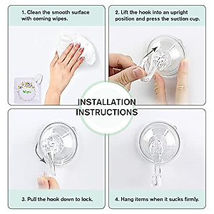 VIS'V Wreath Hanger, Large Clear Heavy Duty Suction Cup Wreath Hooks with Wipes 22 LB Removable Strong Window Glass Door Suction Cup Wreath Holder for Halloween Christmas Wreath Decorations - 8 Pcs