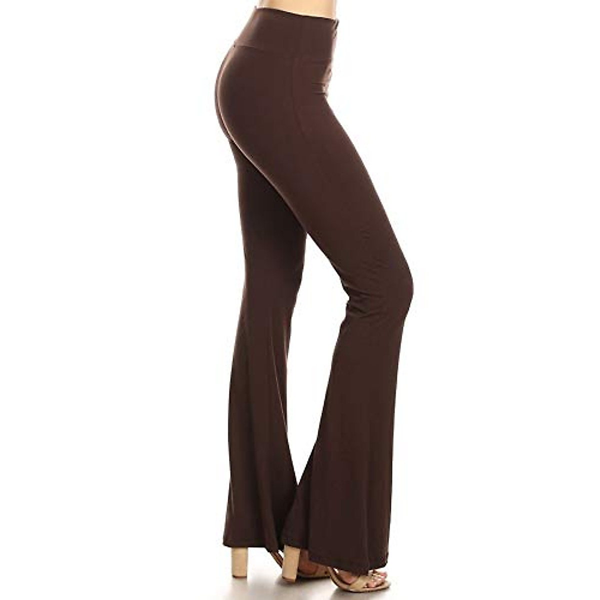 Leggings Depot Womens Flared Casual, Work, Lounge Palazzo Pants Brown - X-Large