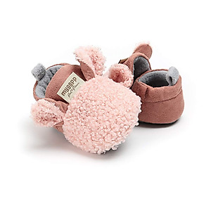 LAFEGEN Infant Baby Boys Girls Slipper Stay On Non Slip Soft Sole Newborn Booties Toddler First Walker Crib House Shoes 0-18 Months, 01 Khaki, Baby Slipper 12-18 Months Toddler