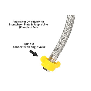 Klabb Flexible Toilet Water Supply Line 12inch,Stainless Steel Braided Hose With 3/8 Female Compression Thread x 7/8 Female Ballcock Thread，2pack