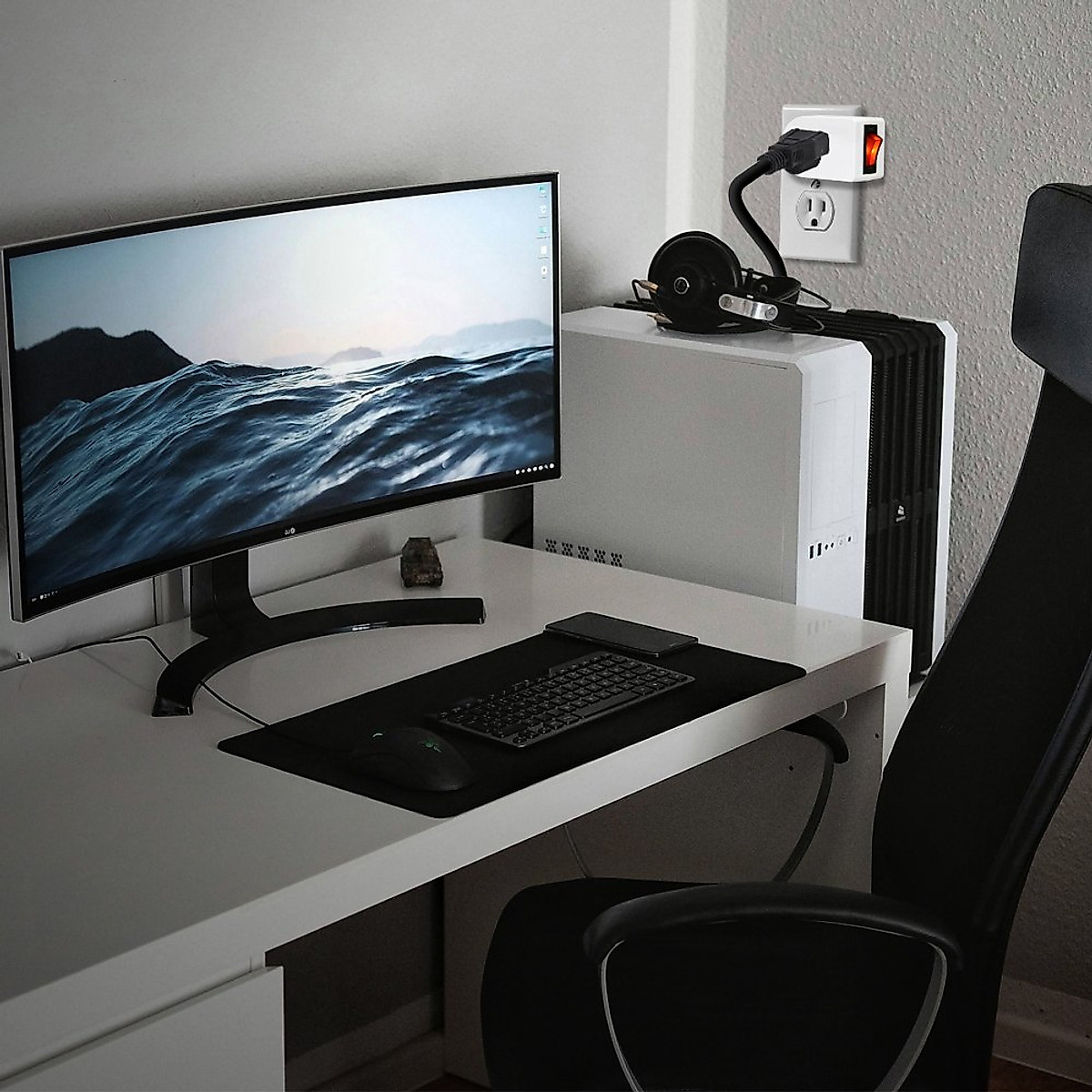 ANKO Grounded Outlet Adapter, ETL Listed Wall Tap Adapter with Red Indicator On/Off Power Switch (4 Pack)