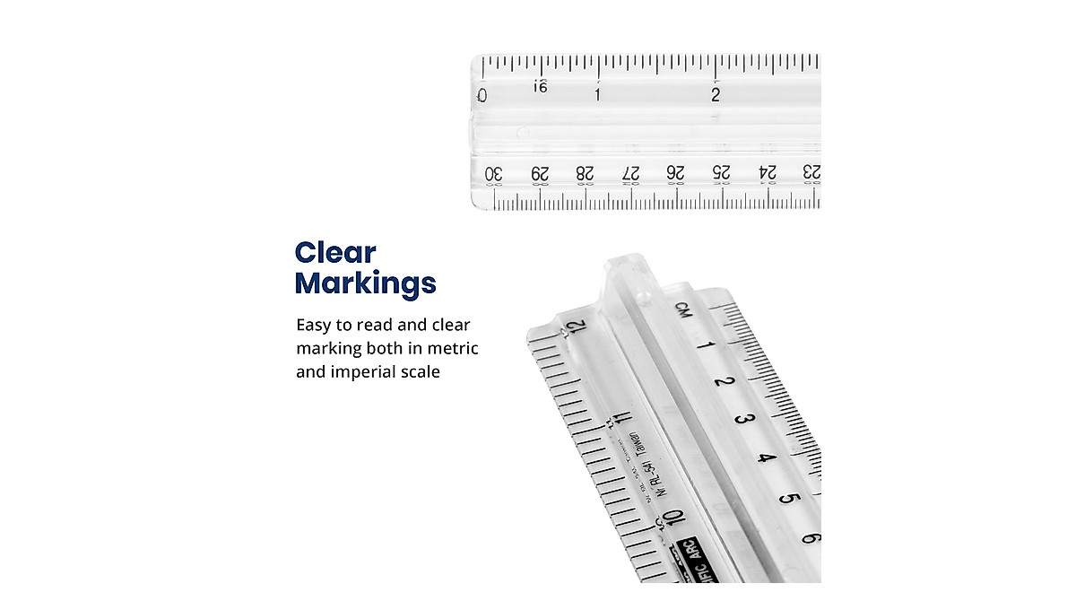Pacific Arc Finger Grip Ruler 12 Inch for Drafting & Engineering