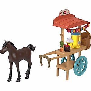 Mattel Spirit Untamed Miradero Snack Cart with Rolling Wheels, Canopy, 5-in Pony & Related Accessories, Great Gift for Ages 3 & Up , Pink