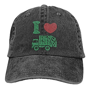 Waldeal Boys' Printing I Love Garbage Truck Washed Hat Youth Baseball Cap Black
