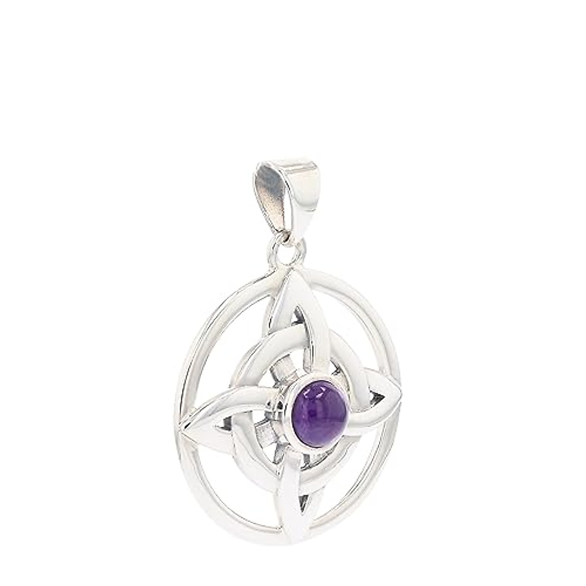 Jewelry Trends Sterling Silver Celtic Quaternary Knot Pendant with Purple Amethyst