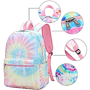 Bluboon School Backpack for Girls Teens Bookbag Set Laptop Backpack Lunch Box with Pencil Bag (Tie dye Pink)