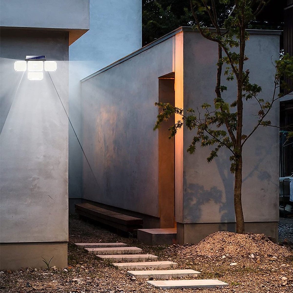 UNITXIN Solar Motion Sensor Lights 214 LED 4 Heads Adjustable 3000lm Ultra Bright Outdoor Waterproof Solar Powered Rotable Flood Light for Yard Garage Entryway Patio (2 Pack)