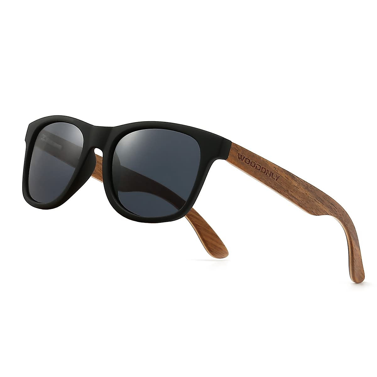 WOODONLY Walnut Wood Polarized Sunglasses - Cool Style Matte Finish Frame with Wooden Temple for Men and Women Perfect Gifts (Walnu + Gray)