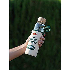 Grupo Erik BT21 Official Merchandise Koya Glass Water Bottle - 500ml / 17oz - Glass Bottle - Hot&Cold Water Bottle - Water Bottle 500ml - BT21 Merchandise - BT21 Koya - Kawaii Water Bottle