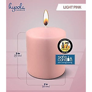Hyoola Light Pink Pillar Candles 2x3 Inch - 4 Pack Unscented Pillar Candles Bulk - European Made