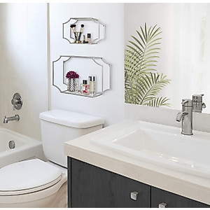 Kate and Laurel Ciel Modern Wall Shelf, Set of 2, Silver, Glam Wall Shelves for Display and Storage